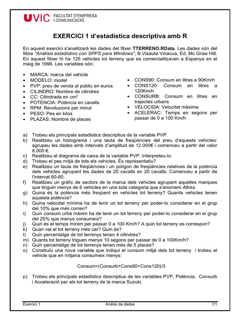 Exercici 1 Descriptiva | PDF