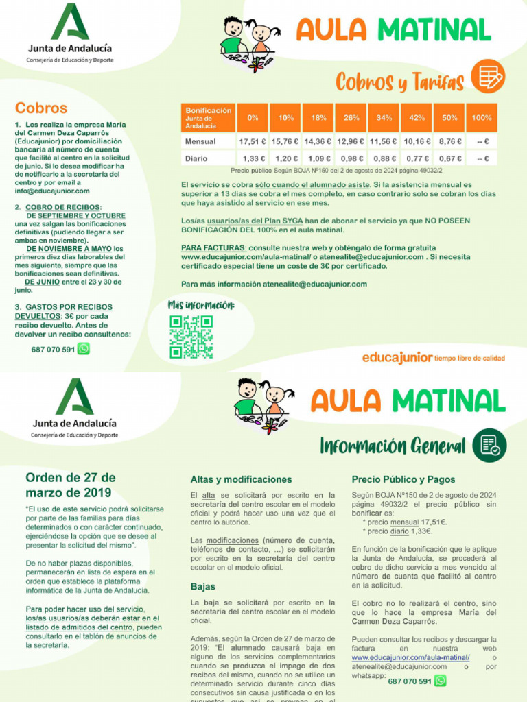 0a Informacion Familias Aula Matinal - C | PDF