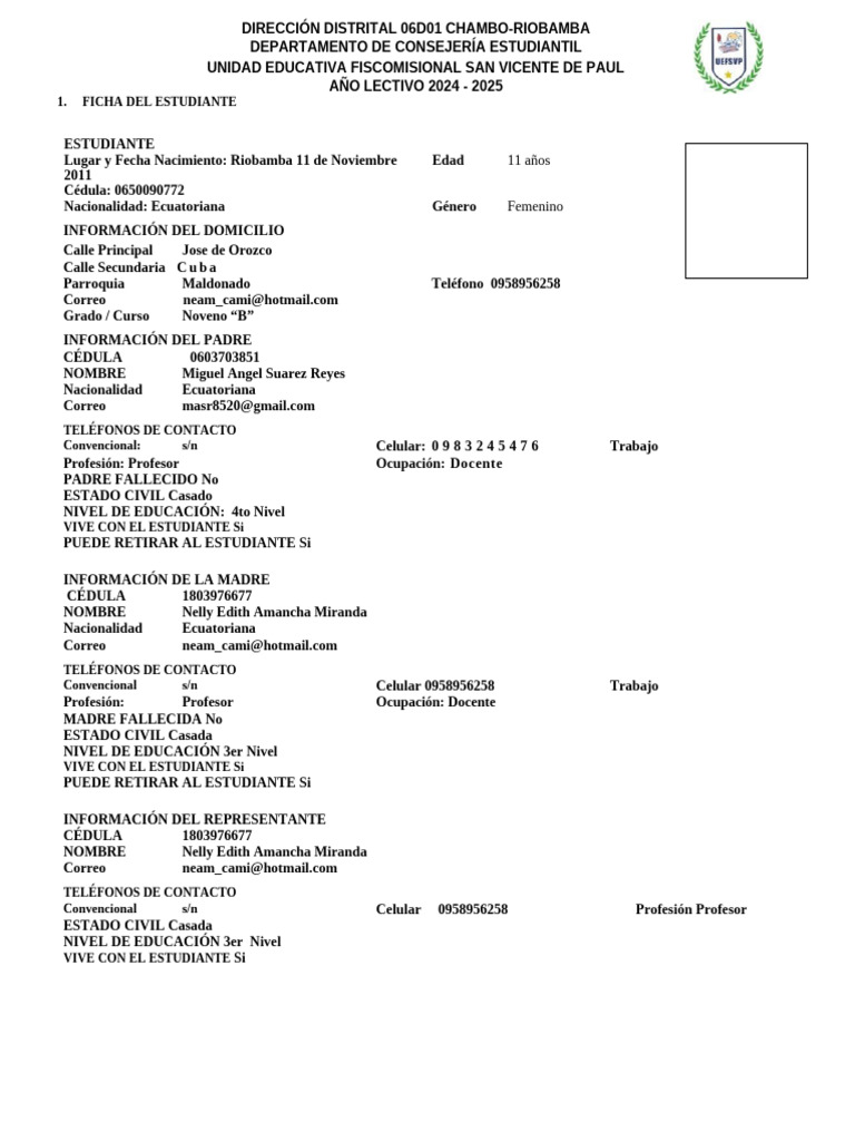 Documentos DECE Cami | PDF