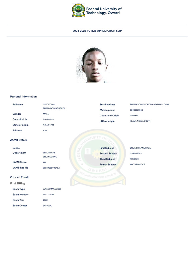 FUTO SM Core Portal | PDF
