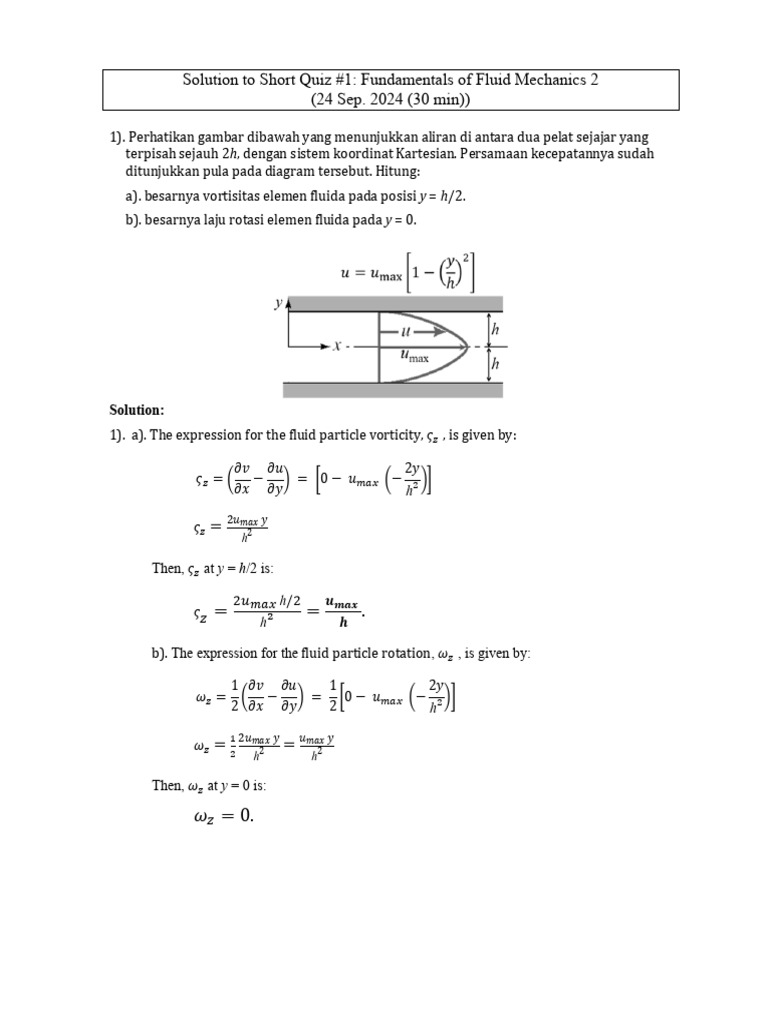 Solution To SQ 1 Fluids 2 - 24 Sep 2024 | PDF