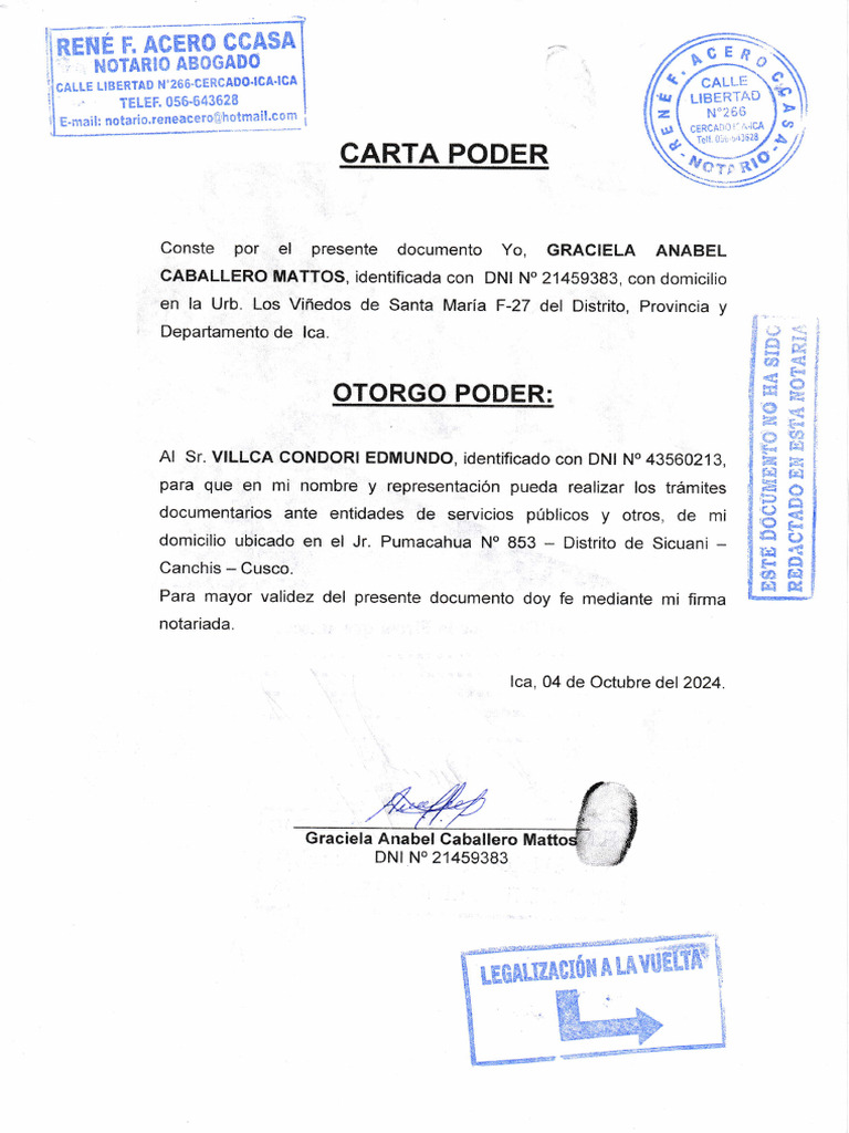 Carta Poder Notarial | PDF