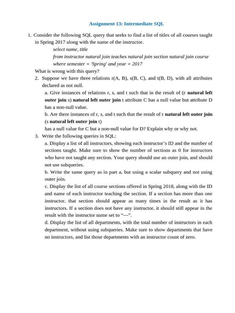 Assignment DB 13 | PDF