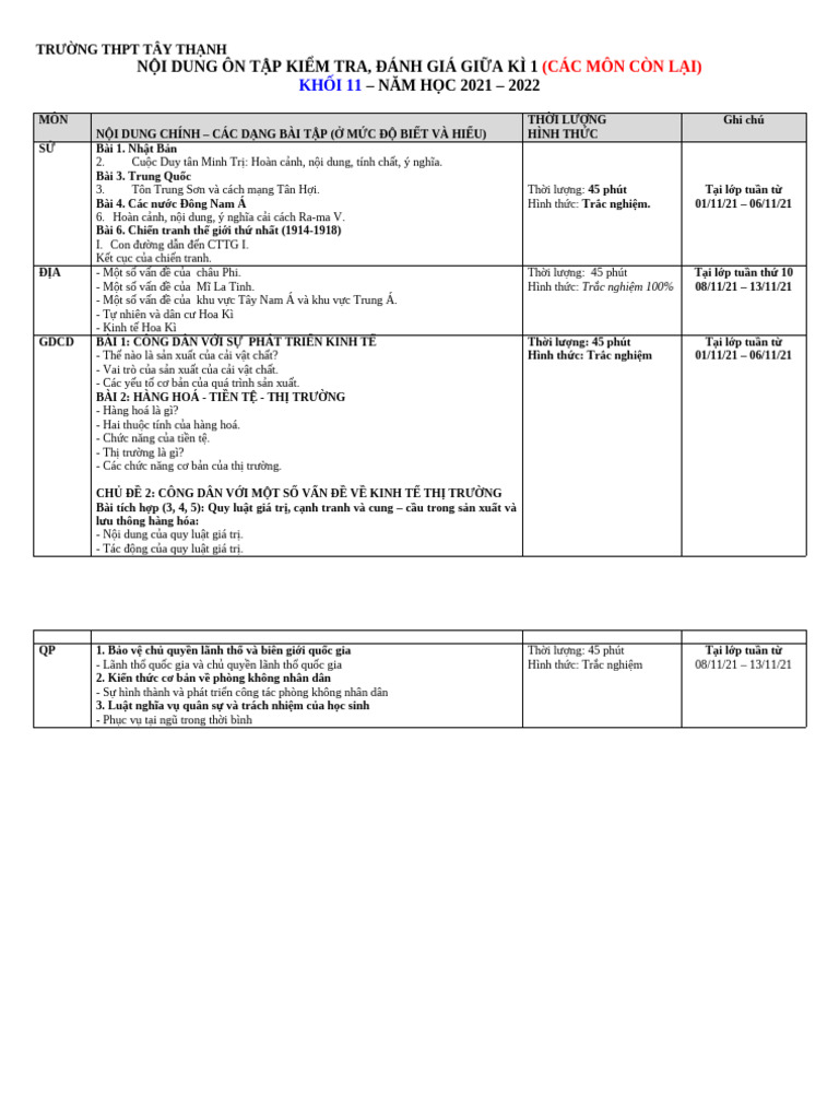 Khối-11_ND-ôn-Gk1_đợt-2 | PDF