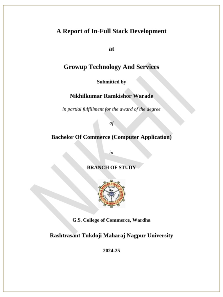 Sample Report of Internship | PDF