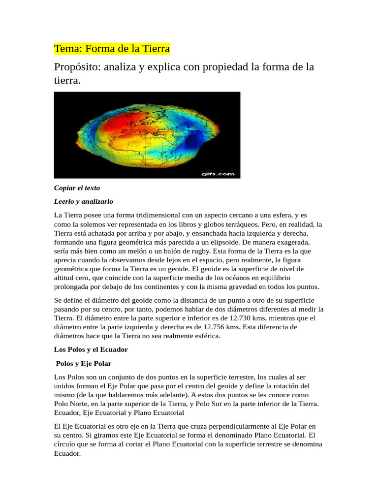 Forma de La Tierra | PDF | Ecuador | Ciencia y matemáticas