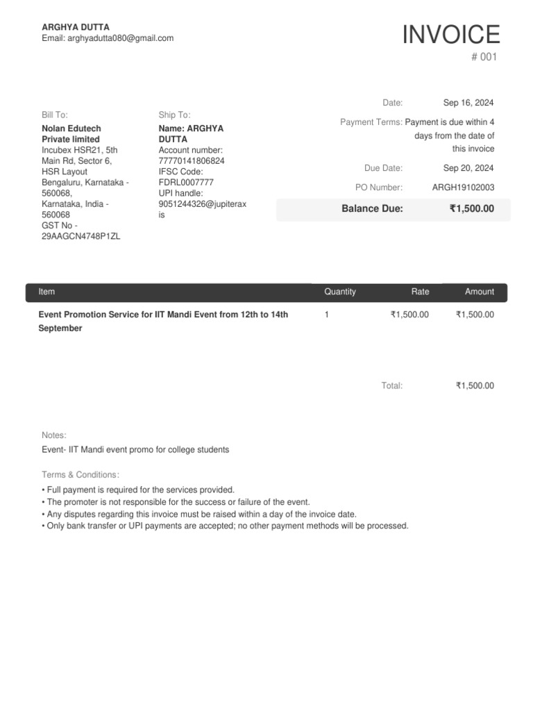 Invoice 001 (1) | PDF