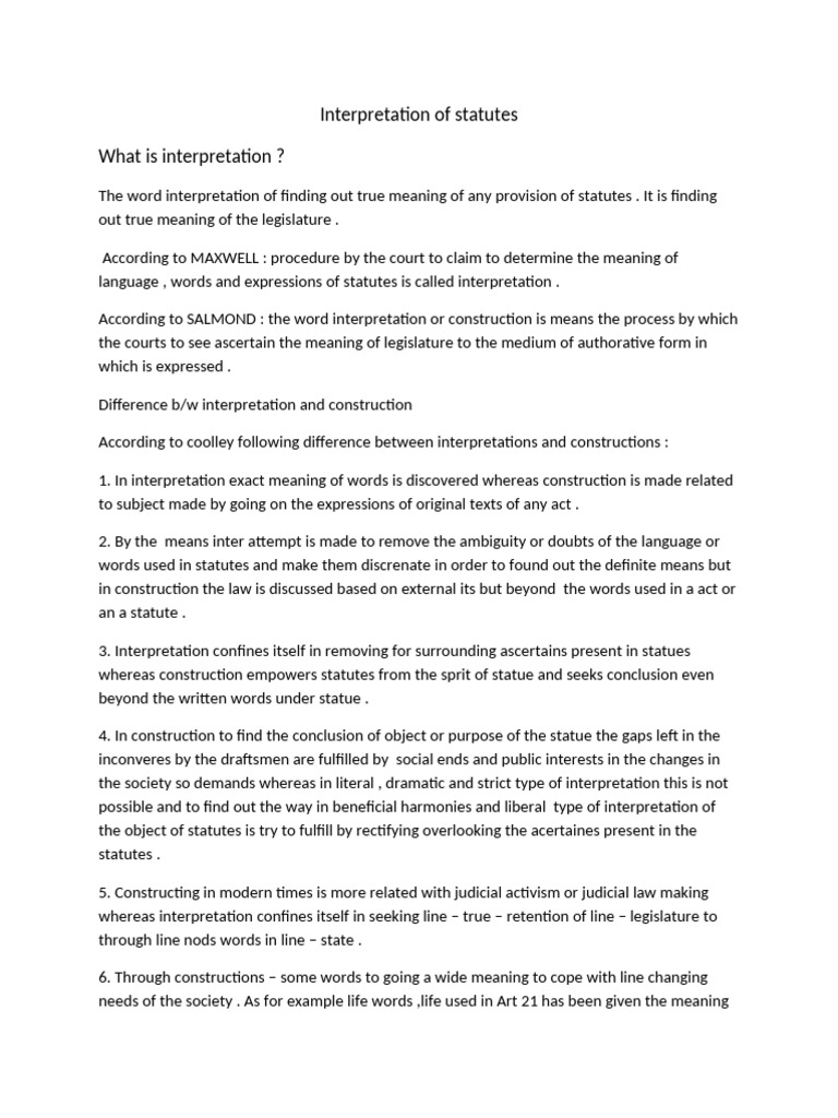 Interpretation of Statutes | PDF