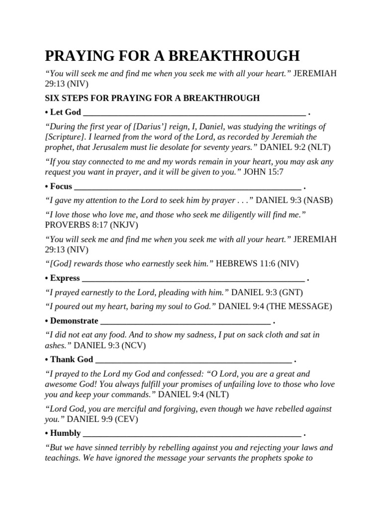 Lesson 5 Praying For A Breakthrough | PDF