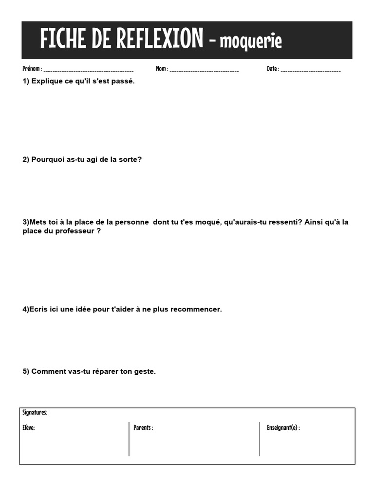 Fiche Reflexion | PDF