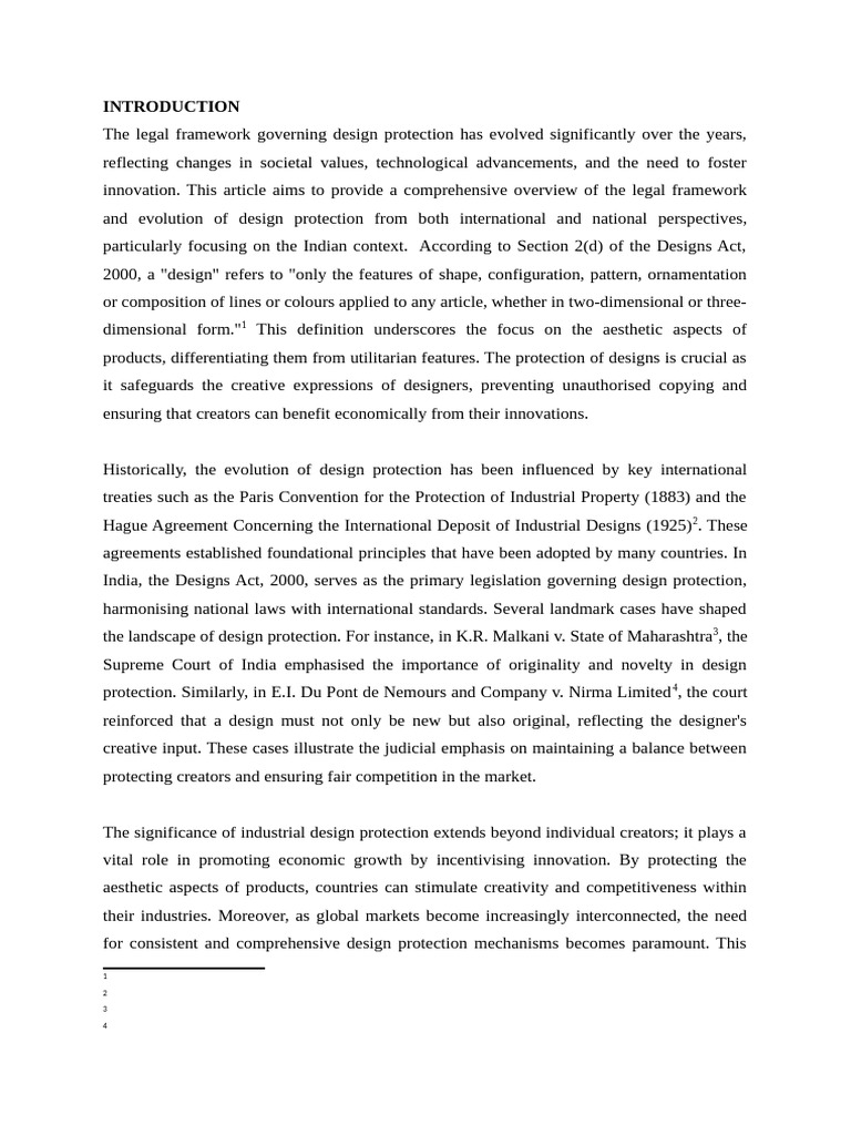 Legal Framework and Evolution of Design Protection | PDF