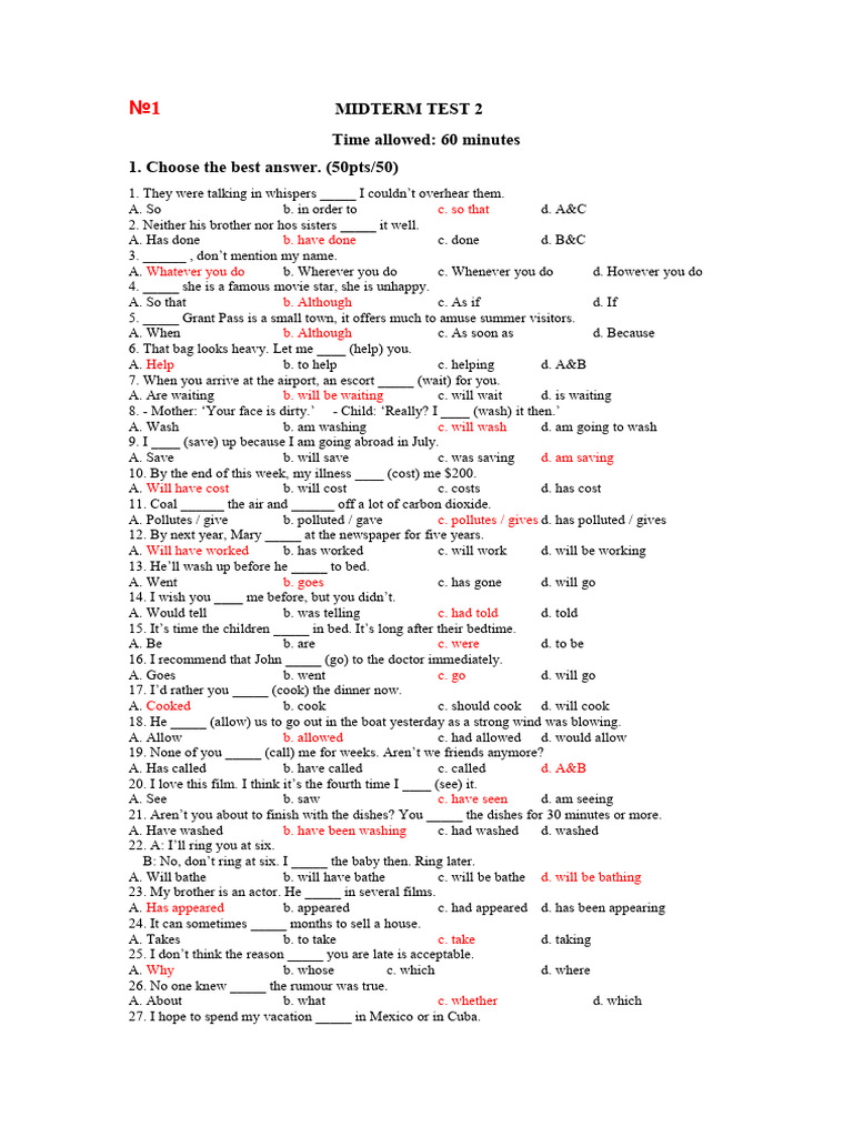 KT Giua Ky 2 - Keys | PDF