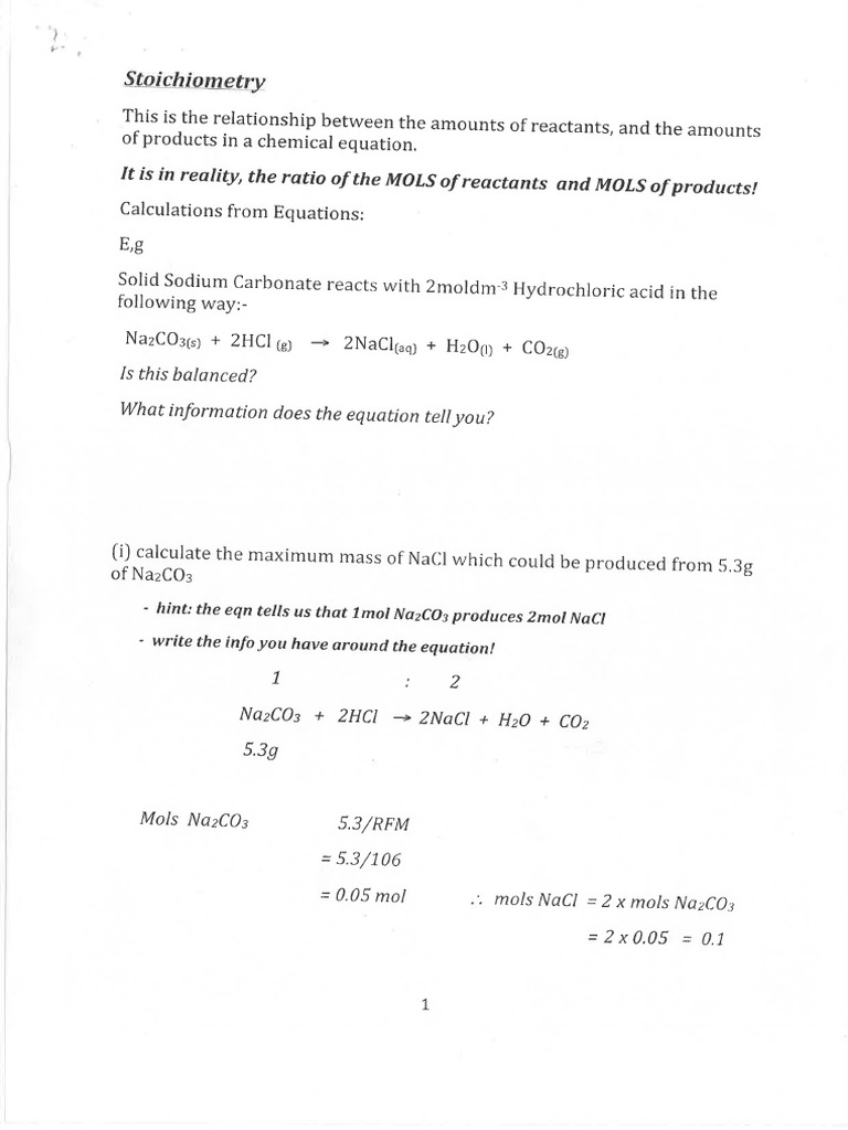 Stoichiometry Grade 10XX 2022 | PDF