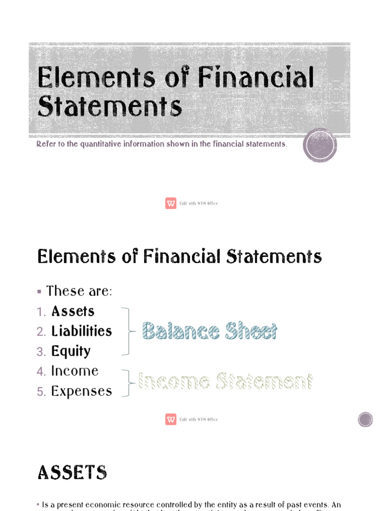 Elements of FS Balance Sheet For ACC101 | PDF