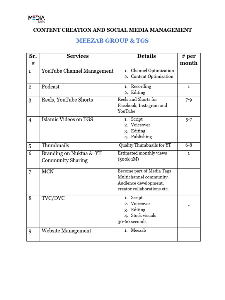 Proposal For Meezab & TGS by Media Tags | PDF