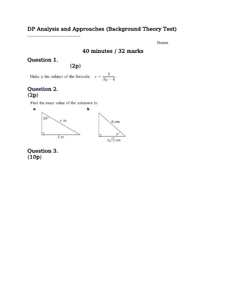 Practice math test | PDF