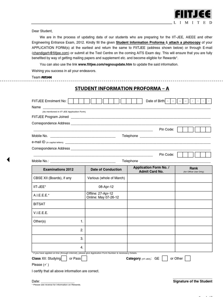 Student Information Performa | PDF | Email | Test (Assessment)