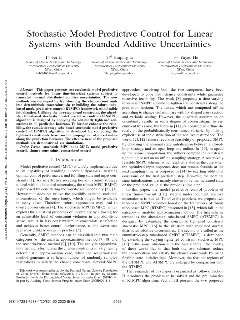 Stochastic Model Predictive Control For Linear Systems With Bounded ...