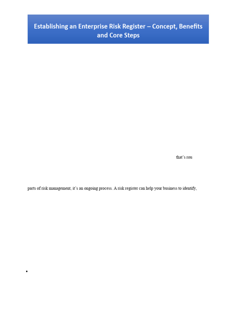 Establishing an Enterprise Risk Register | PDF