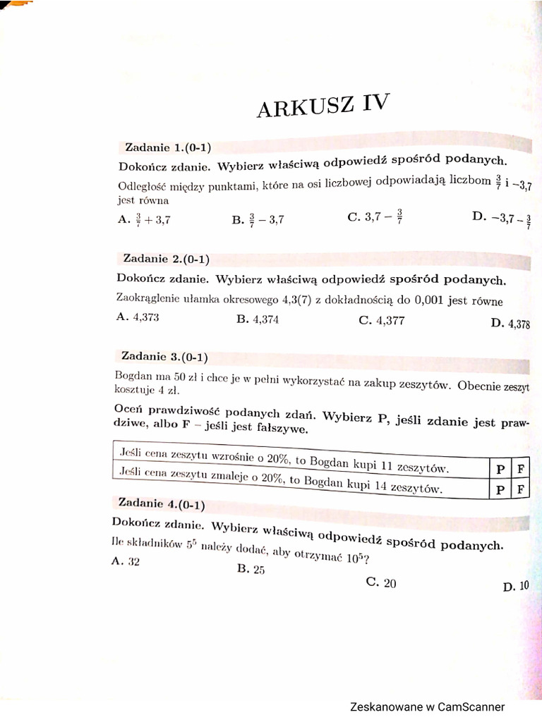 Arkusz 4 | PDF