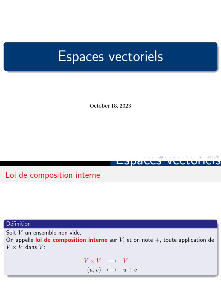 Espaces Vectoriels: October 18, 2023 | PDF