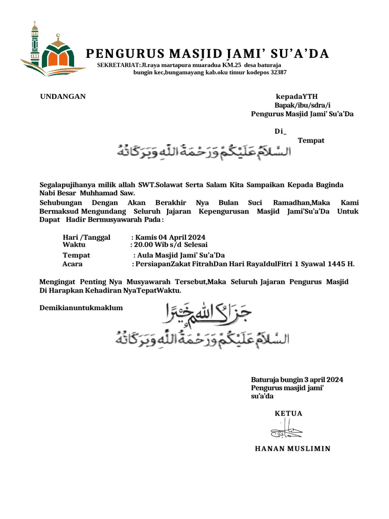 Undangan Musywarah | PDF