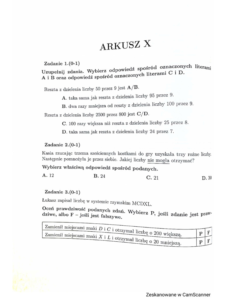 Arkusz 10 | PDF