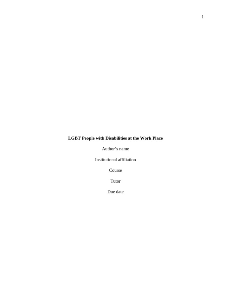 LGBT People With Disabilities at The Work Place - Edited | PDF ...