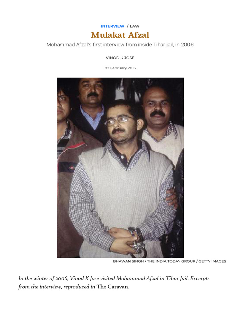 Mohammad Afzal's First Interview From Inside Tihar Jail, in 2006 | PDF