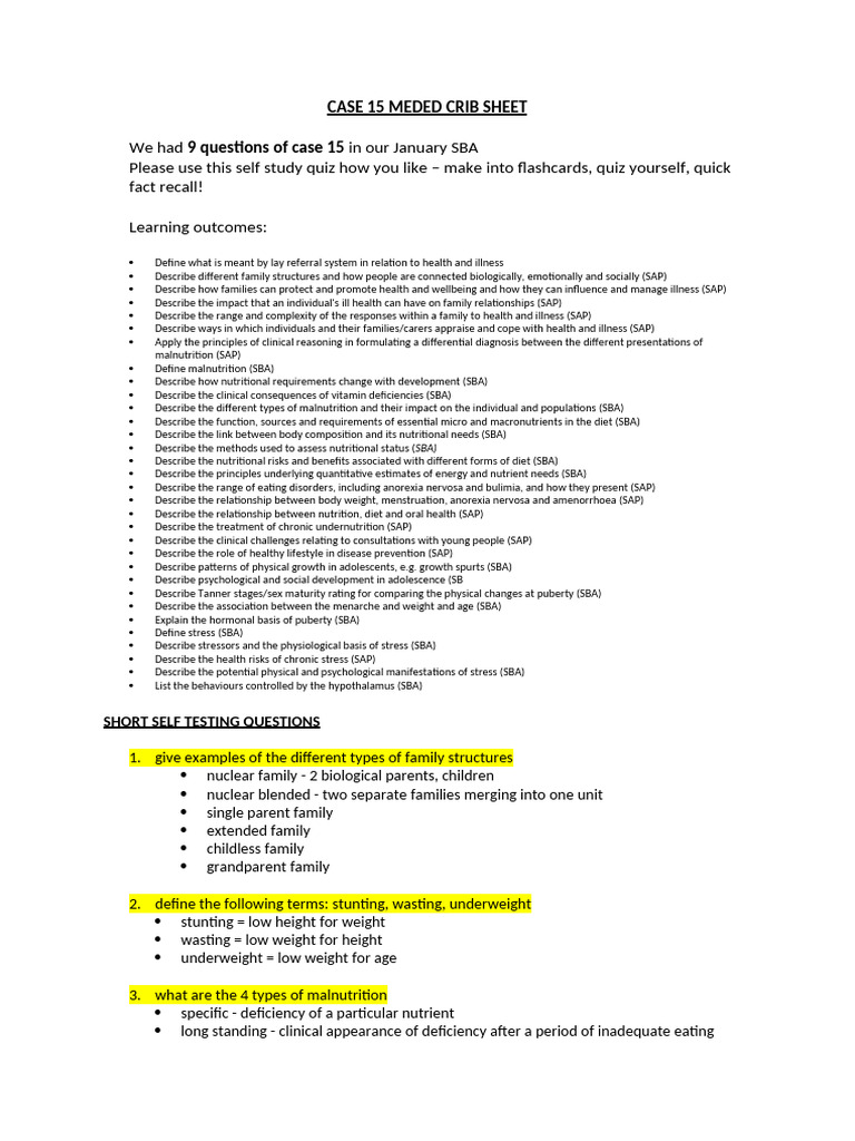 Case 15 Meded Crib Sheet | PDF