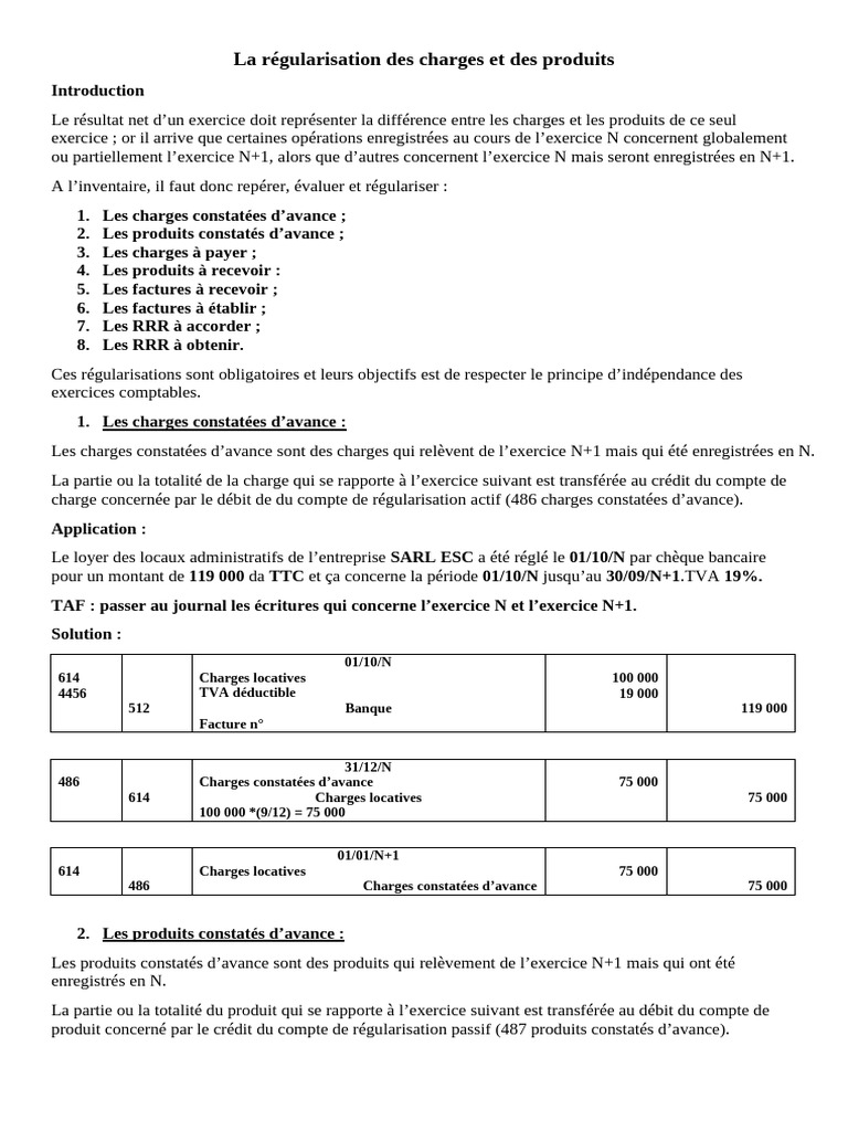09.régularisation Des Charges Et Des Produits | PDF