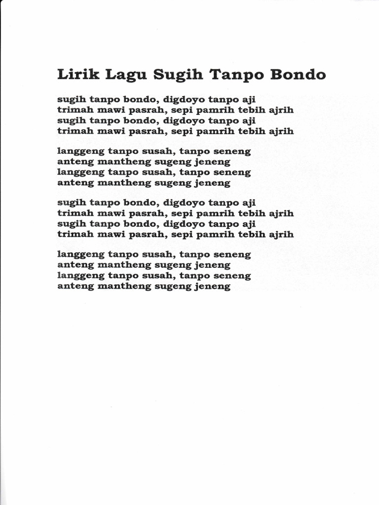 Sugih Tanpo Bondo | PDF