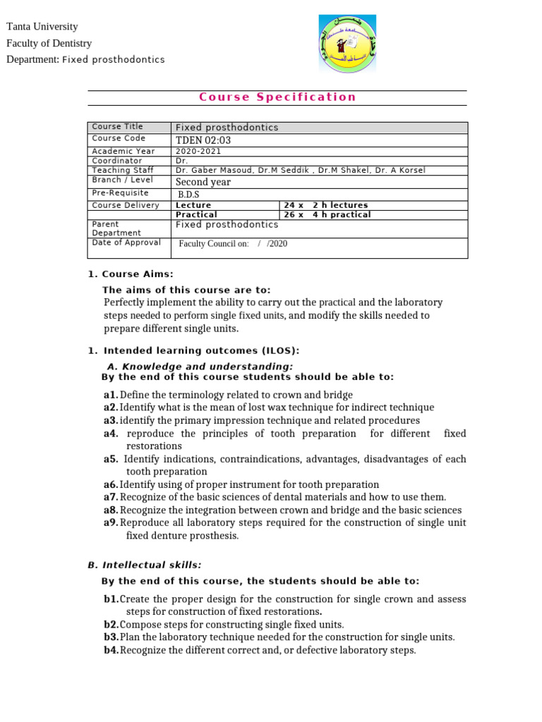 2nd Year Course Specs 2019 | PDF