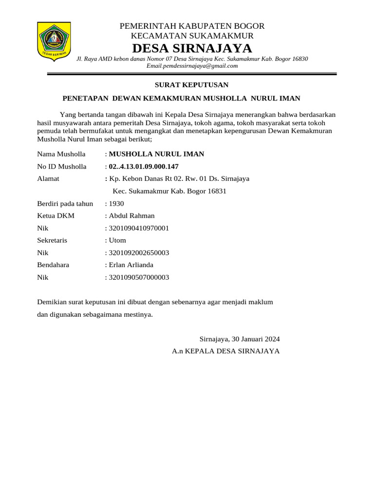 Surat Keputusan Desa | PDF