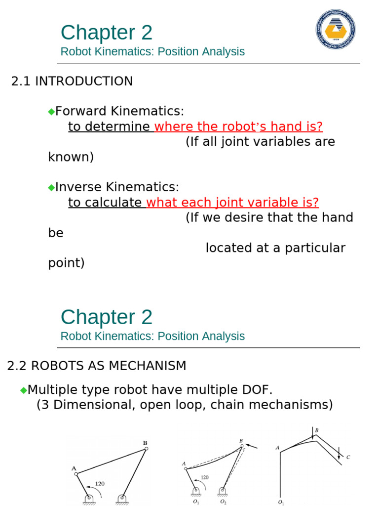 Chapter 2 - Robot Kinematics | PDF