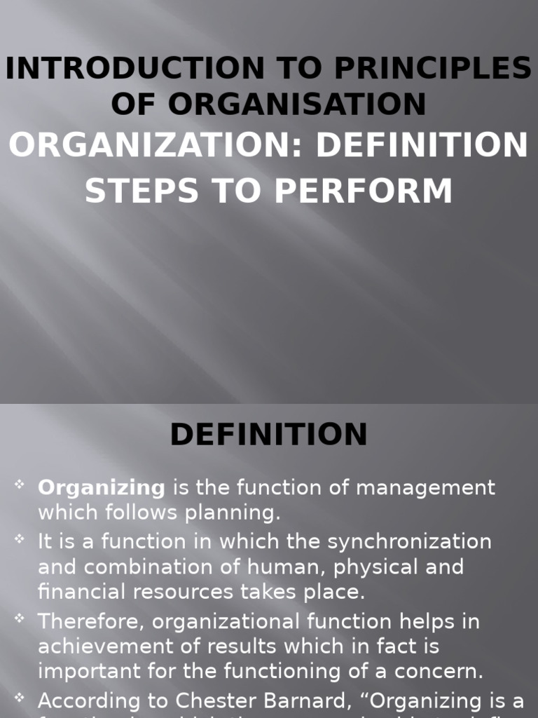 Introduction To Principles of Organisation | PDF
