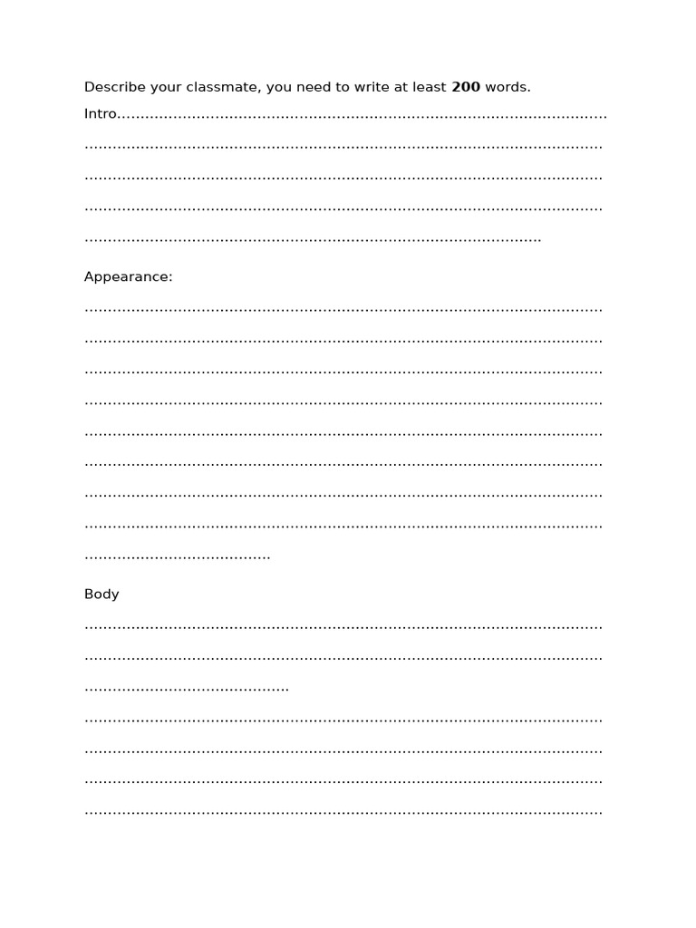 Describe Your Classmate | PDF