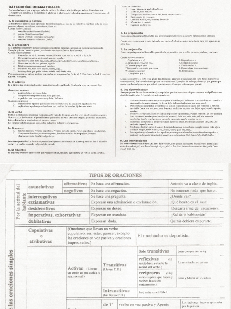 MORFOSINTAXIS ESQUEMAS | PDF