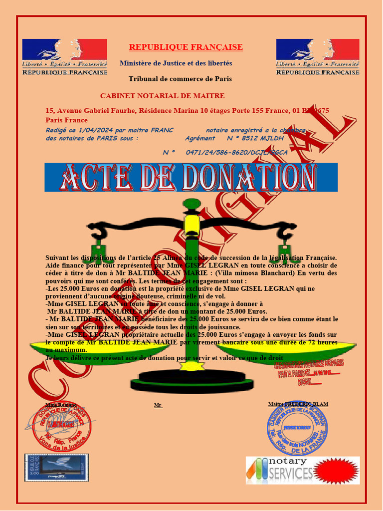 Acte de Donation Original | PDF