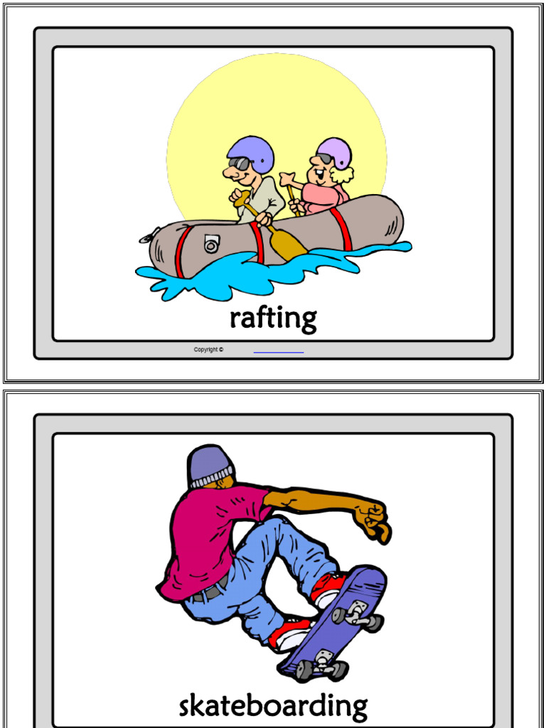 Extreme Sports Vocabulary Esl Printable Flashcards With Words For Kids ...
