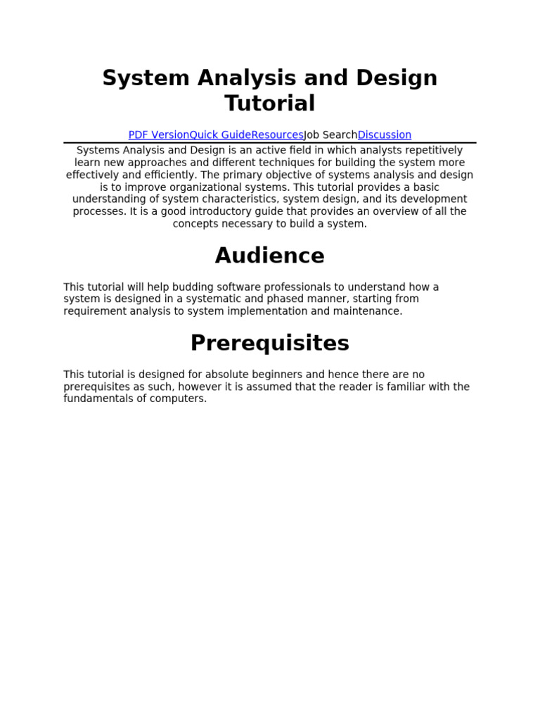 System Analysis and Design Tutorial | PDF