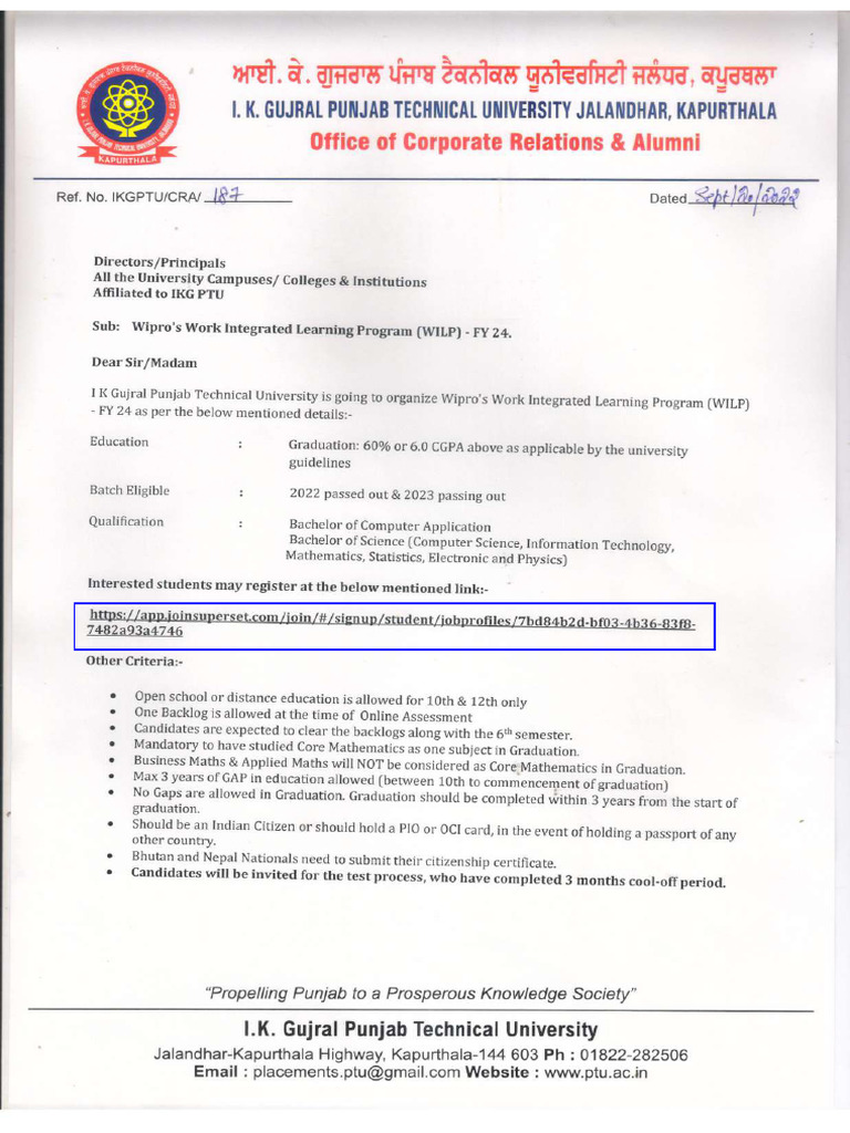 Wipros Work Integrated Learning Program WILP - PTU Affiliated Institute ...