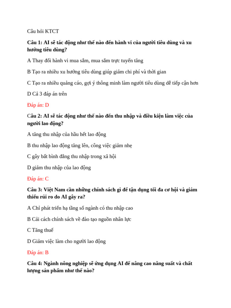 Câu hỏi KTCT | PDF