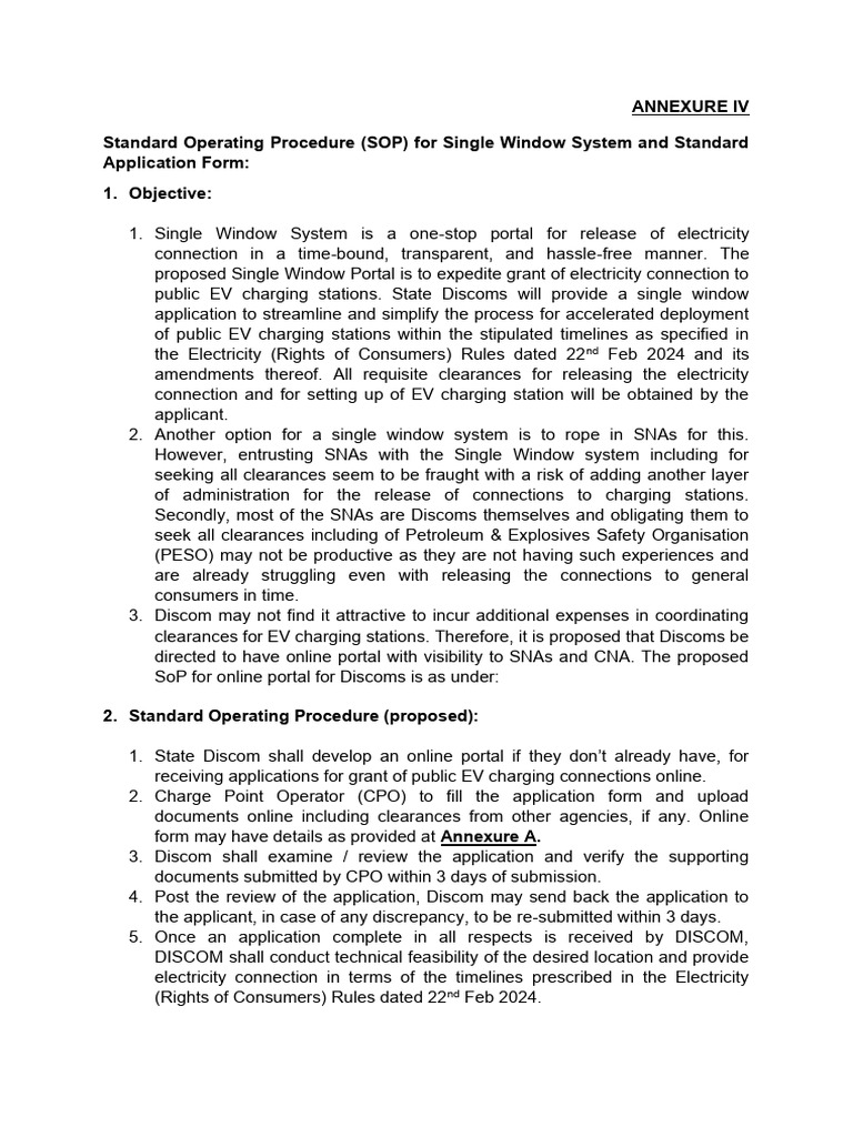SOP for SWS Application EV PCS | PDF