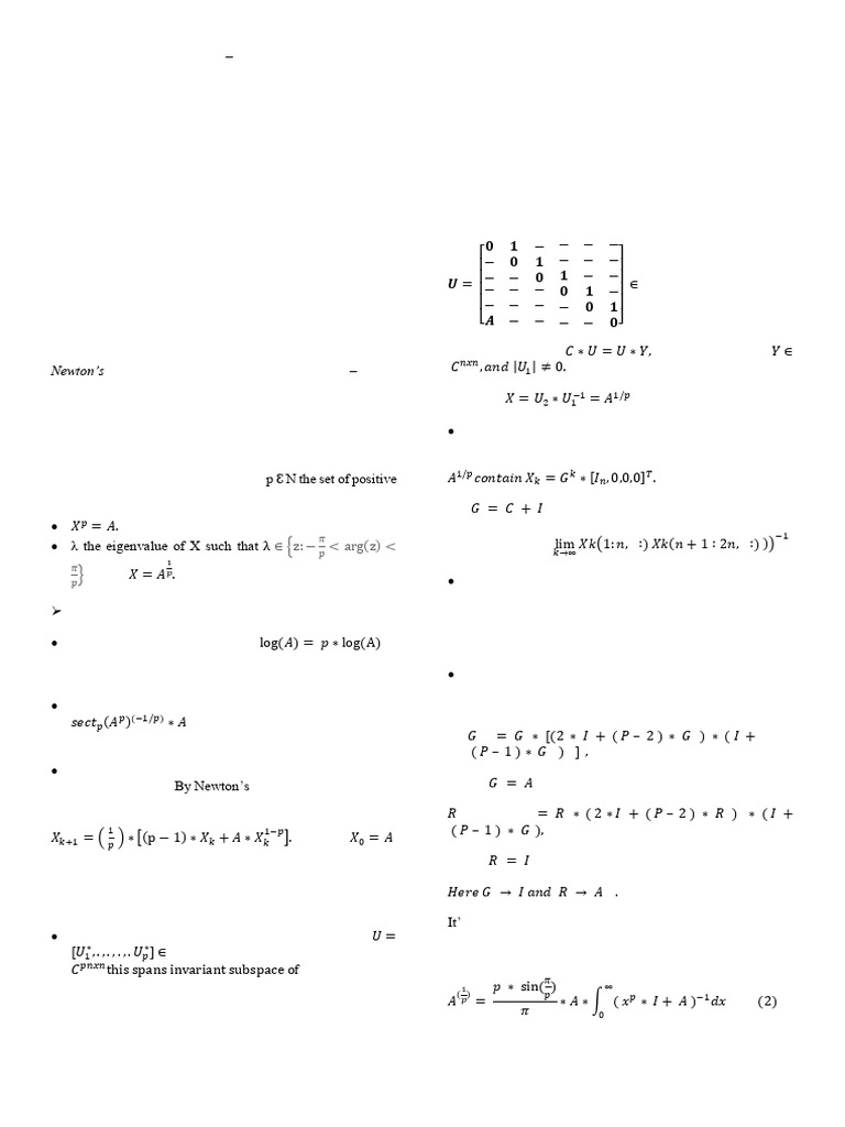 A Study of Algorithms For The P TH Root of Matrix | PDF | Matrix (Mathematics) | Eigenvalues And ...