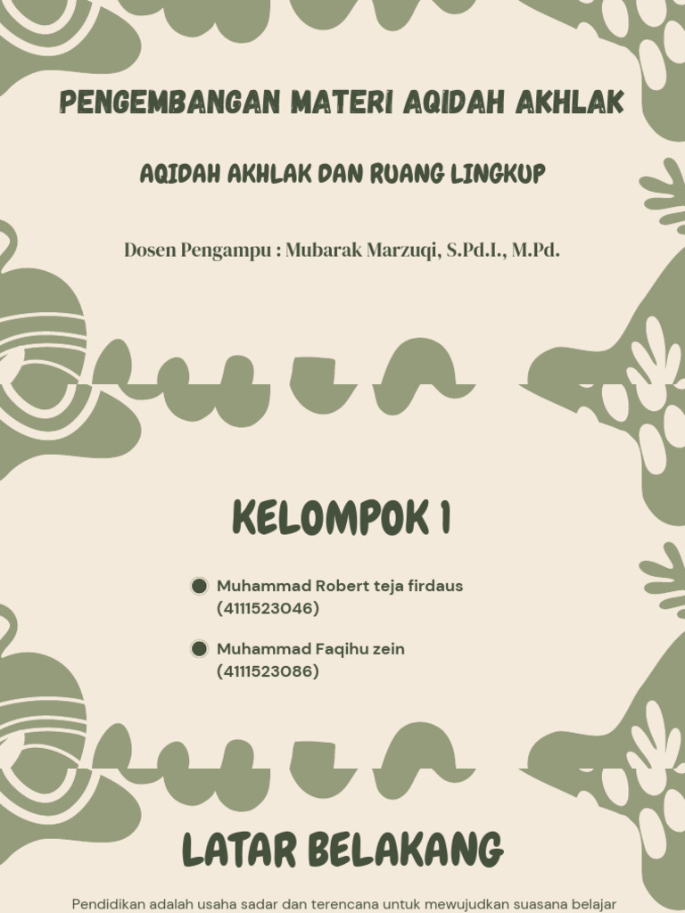 Akidah Akhlak Kelompok 1 Semester 3 | PDF