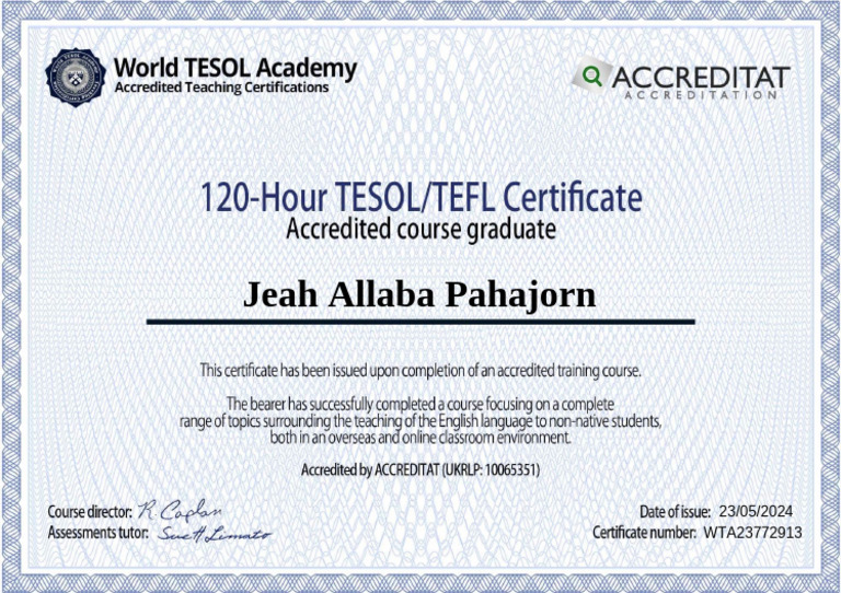 Certification_TESOL_TEFL T. MEA | PDF