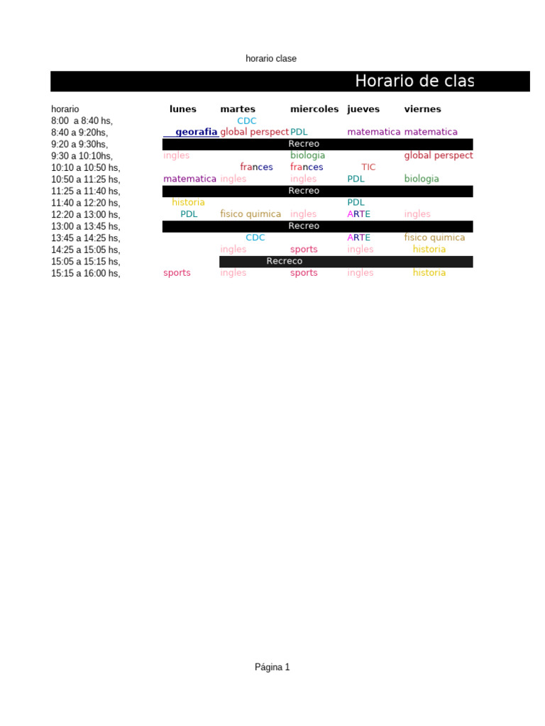 Mi Horario | PDF