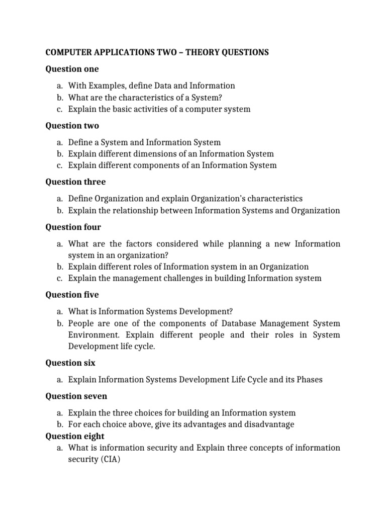 Computer Applications 2 Theory Questions LLB 2 | PDF