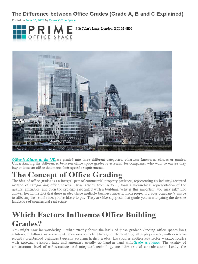 Various Grades of Office Spaces - UK | PDF | Infrastructure